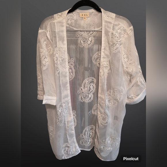 POL | Other | Pol Sheer White Embroidered Kimono | Poshmark